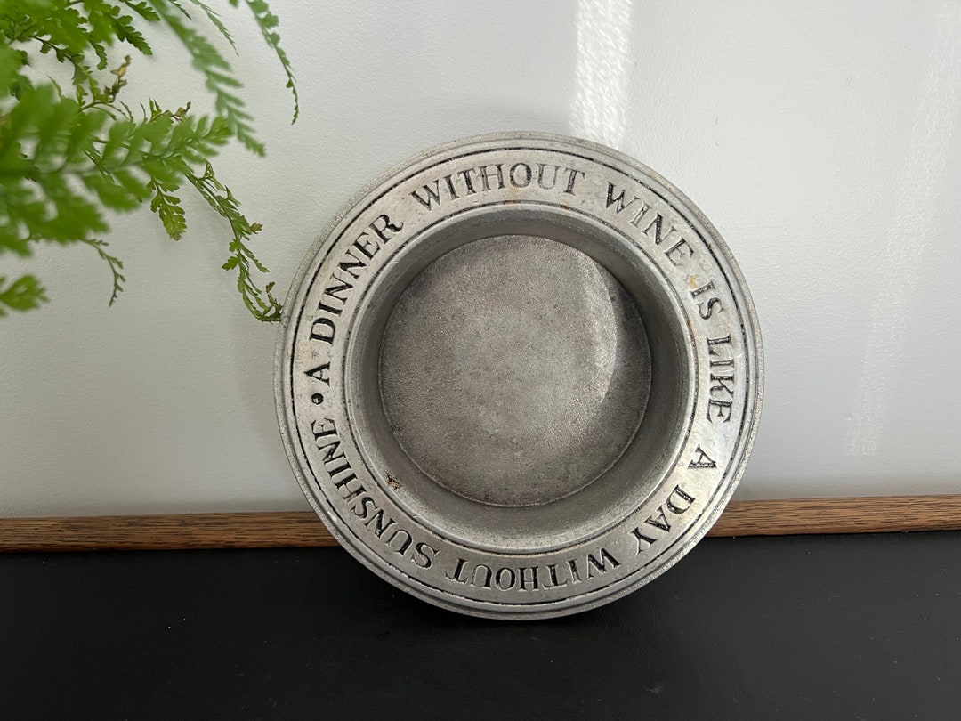 Vintage Pewter Wine Bottle Coaster, Wine Dish, Trinket Dish - Etsy