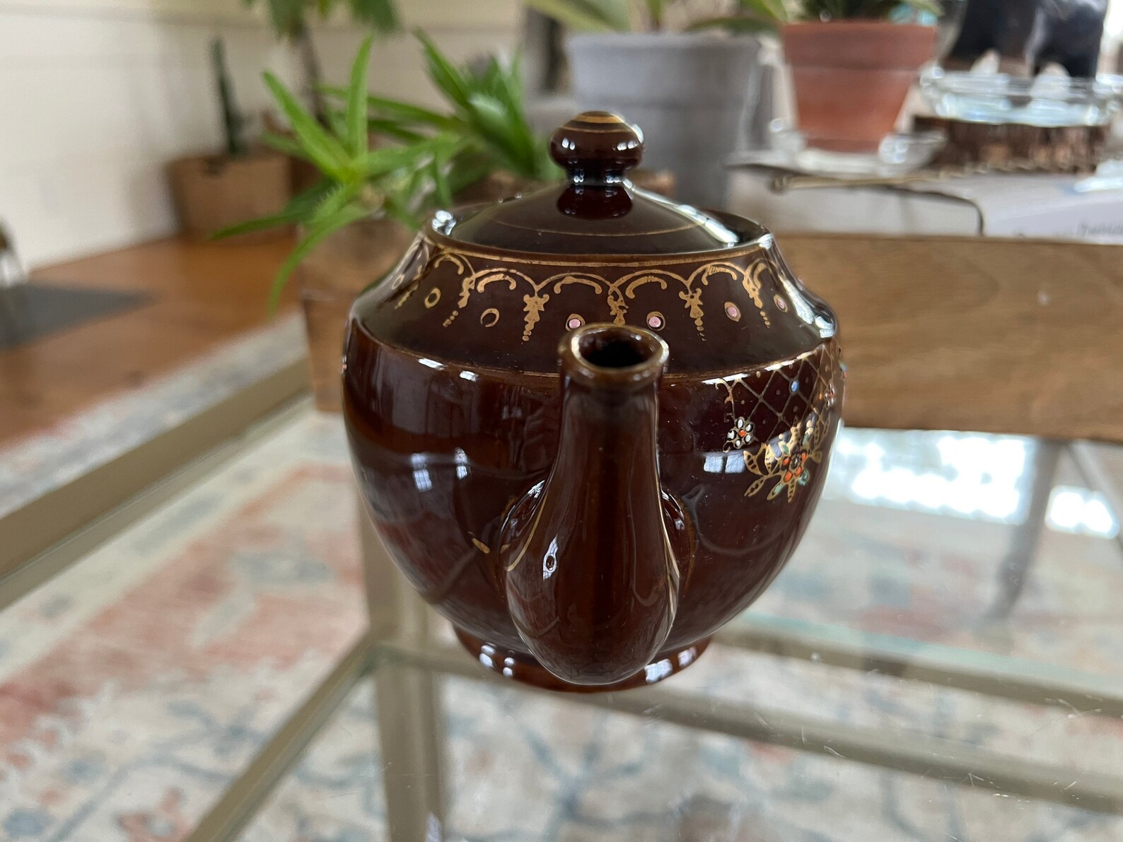 Vintage Japan Redware Teapot Ceramic Royal Hand Painted Brown - Etsy