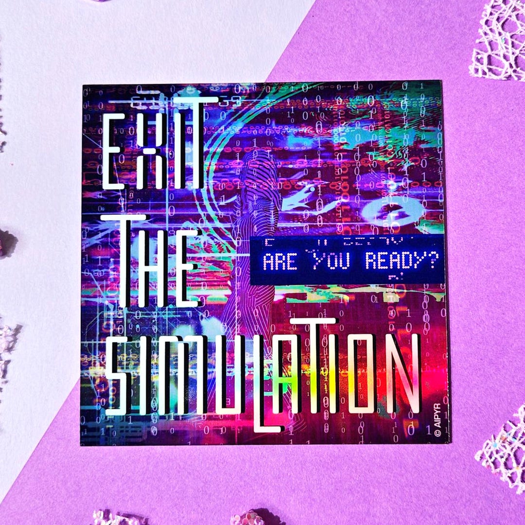 Vaporwave Exit the Simulation Sticker | Cyberpunk Art, Surreal Sci Fi ...