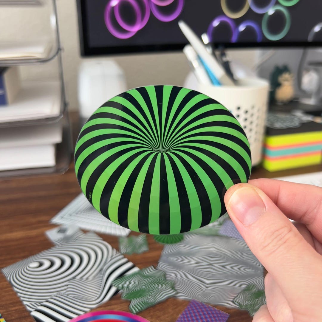 Neon Green Orb Sticker - Optical Illusion - Mind Bending - Op Art ...