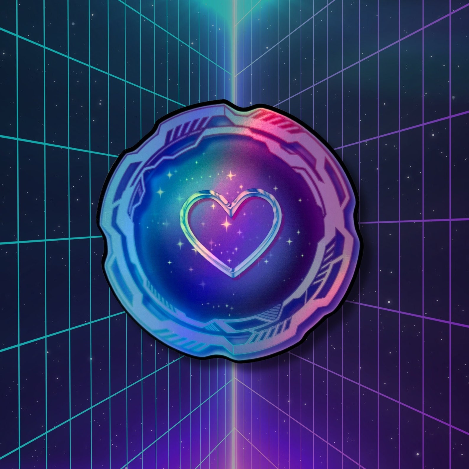 Cyberpunk Heart Sticker Futuristic Holo Stickers Cybercore Y2K ...