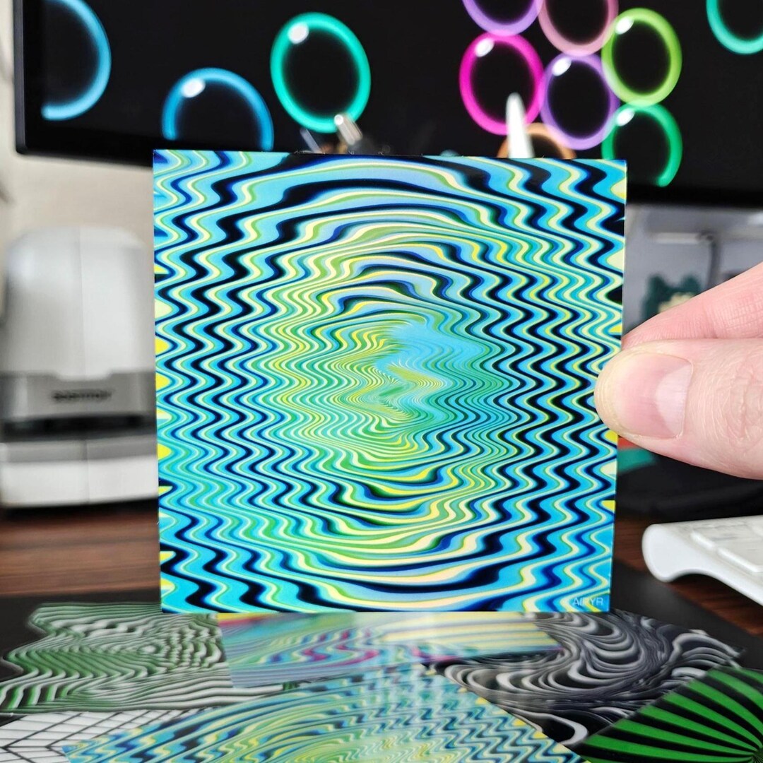 Trippy Neon Hypnosis Sticker - Holographic Sticker - Etsy
