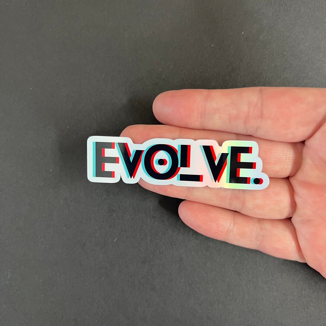 Cyberpunk Evolve Typography Sticker Small Text Sticker Holographic Vinyl Stickers Vaporwave ...