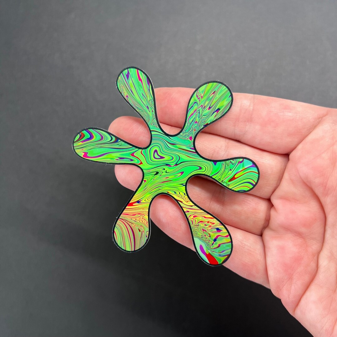 Neon Green Splat Sticker Trippy Acid Art Psychedelic Vibes Stoner ...