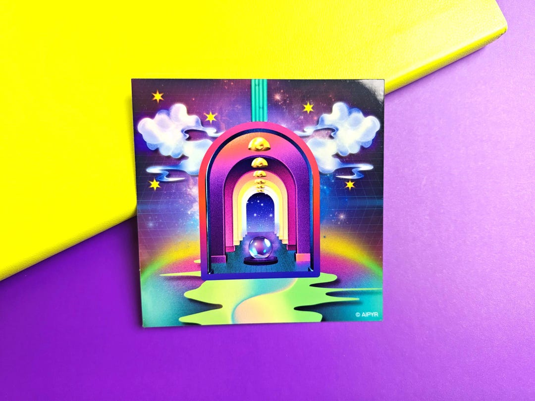 Surreal Fantasy Holographic Sticker | Weirdcore Art, Trippy Laptop ...