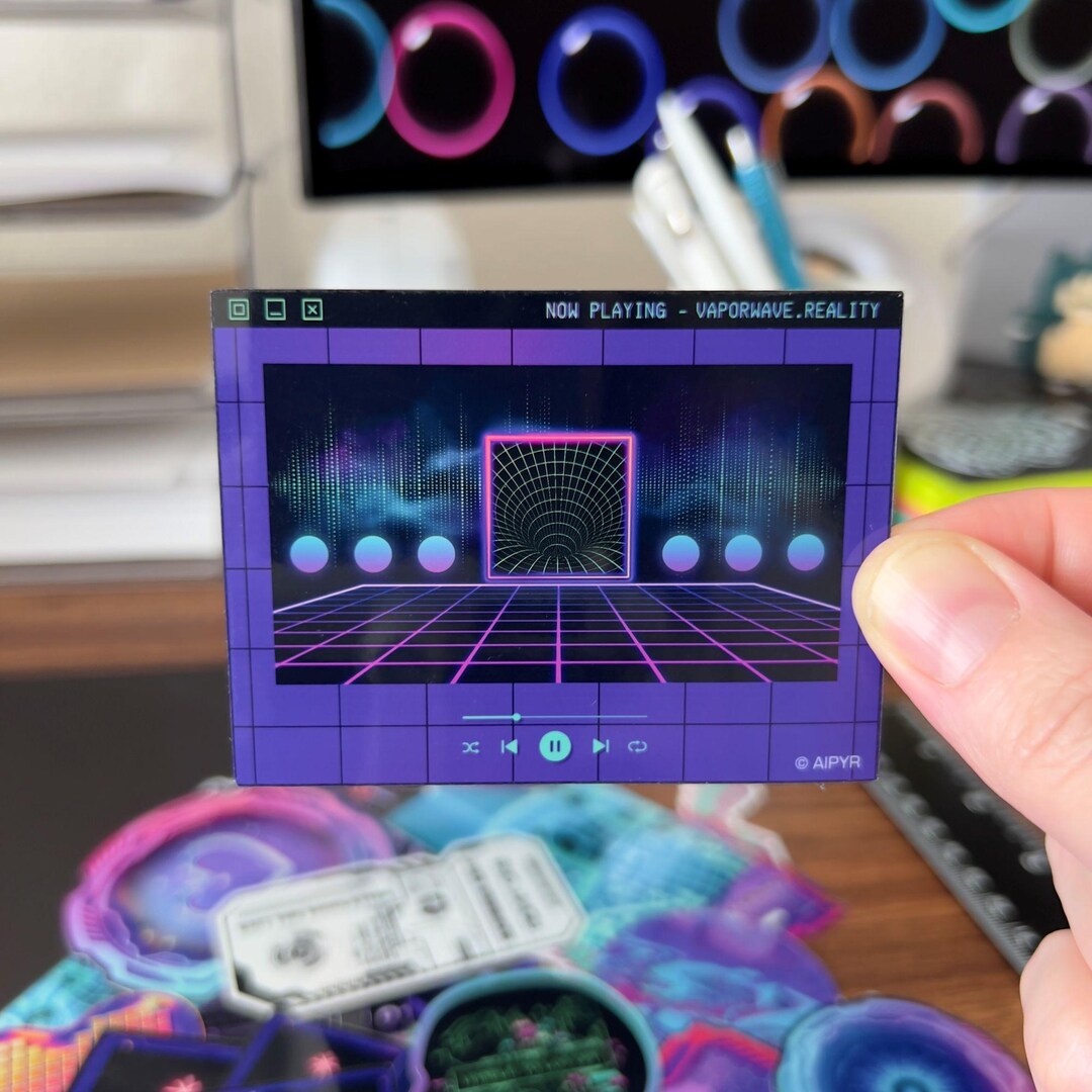 Vaporwave Video Player Sticker - Retro Futuristic - Cyberpunk Aesthetic ...