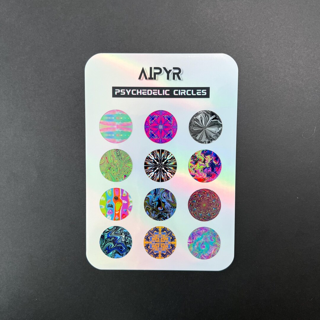 Psychedelic Circles Holographic Sticker Sheet 1 Inch Round Stickers ...