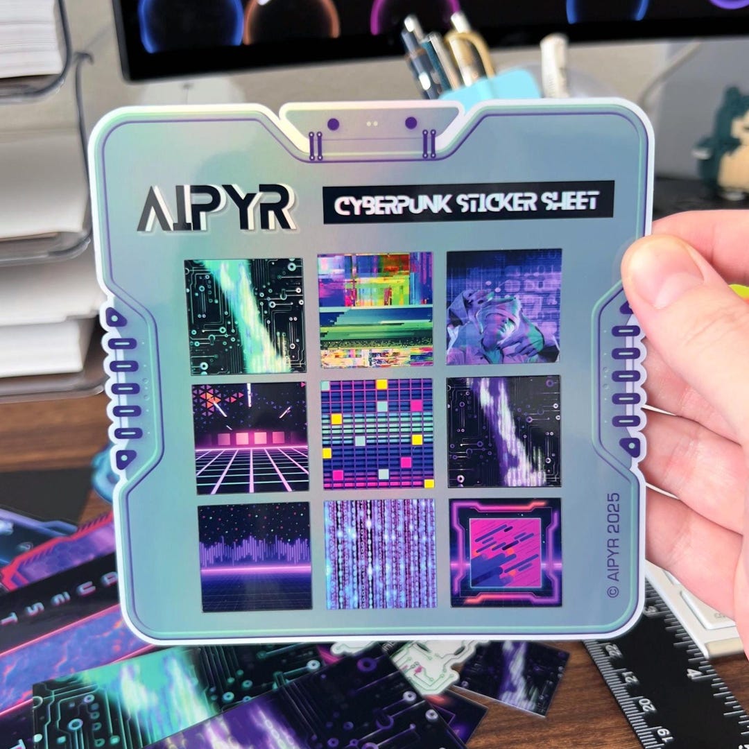 Cyberpunk Stickers Sheet - Vaporwave Stickers - Abstract Tech Stickers ...