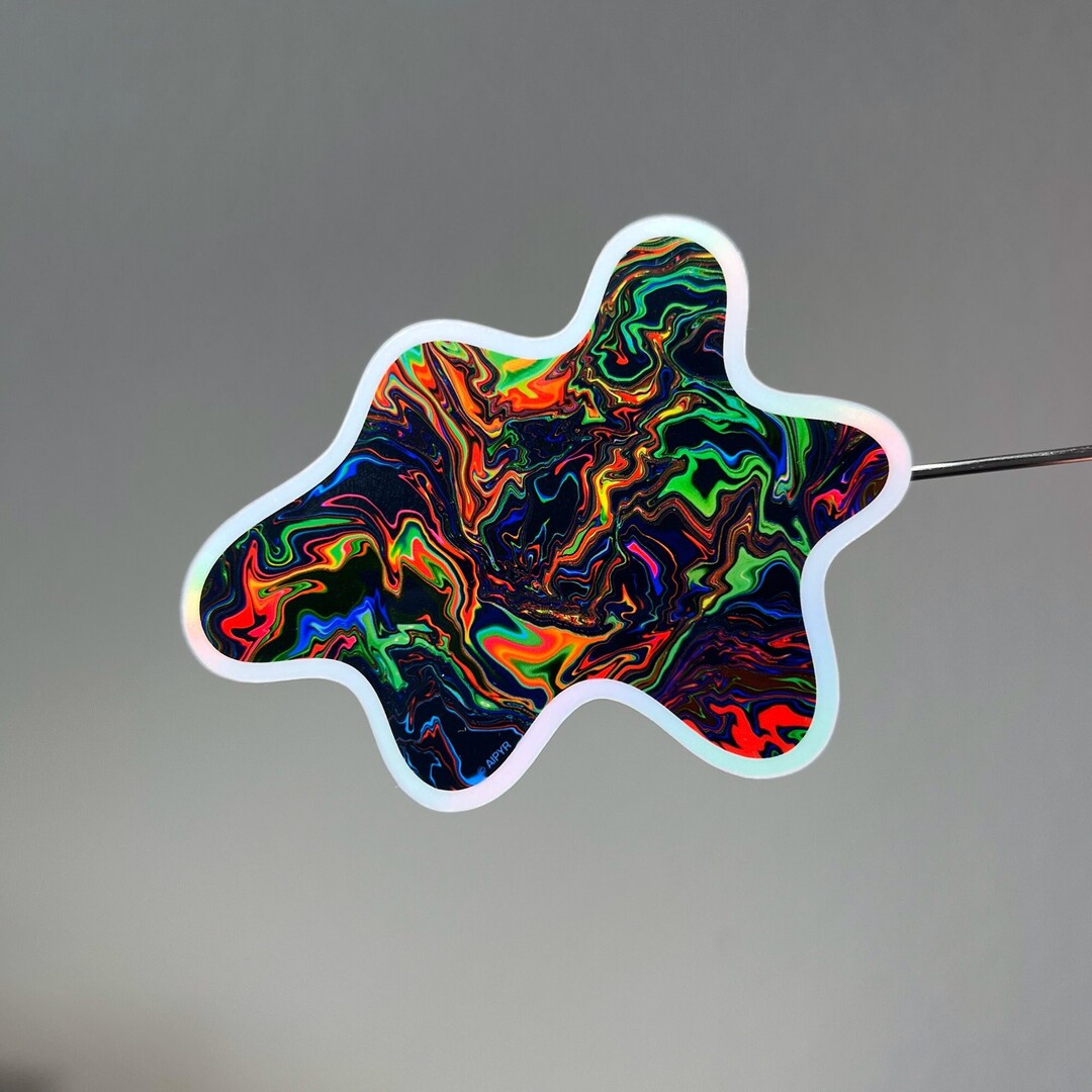 Neon Chaos Holographic Sticker Trippy Psychedelic Stickers Weird ...