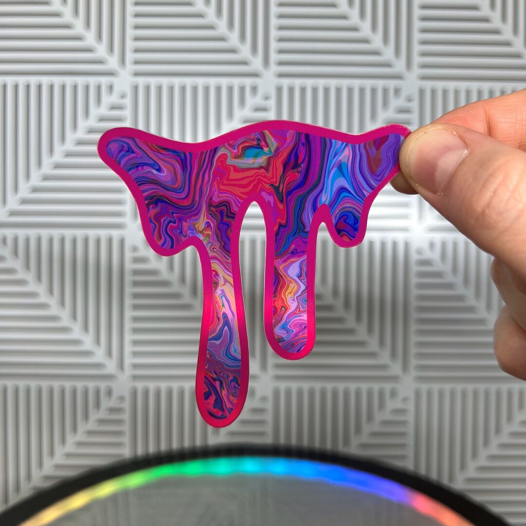 Holographic Pink Drip Sticker Psychedelic Art Weird Stickers Cool ...