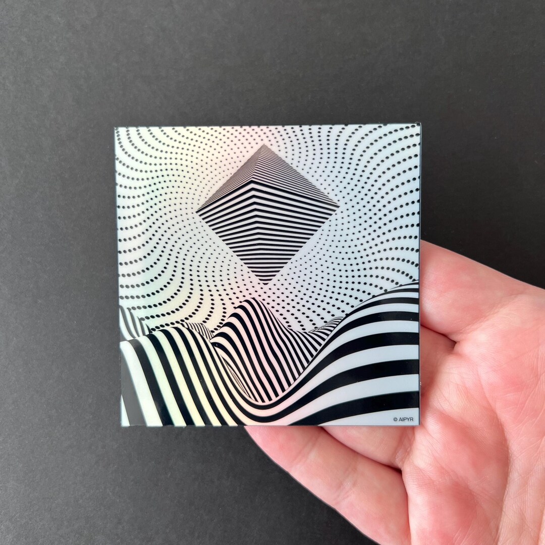 Monolith Deception Sticker Op Art Stickers Optical Illusions Trippy ...