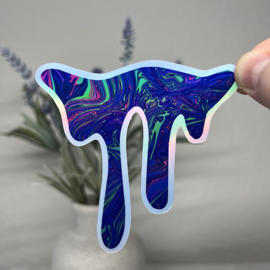 Neon Drip Holographic Sticker - Etsy