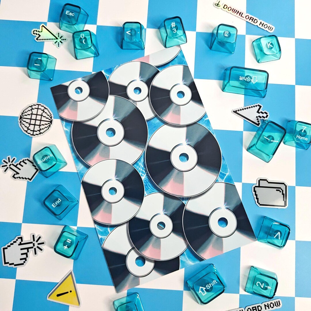 Y2K Cds Abstract Tech Art Print - Etsy