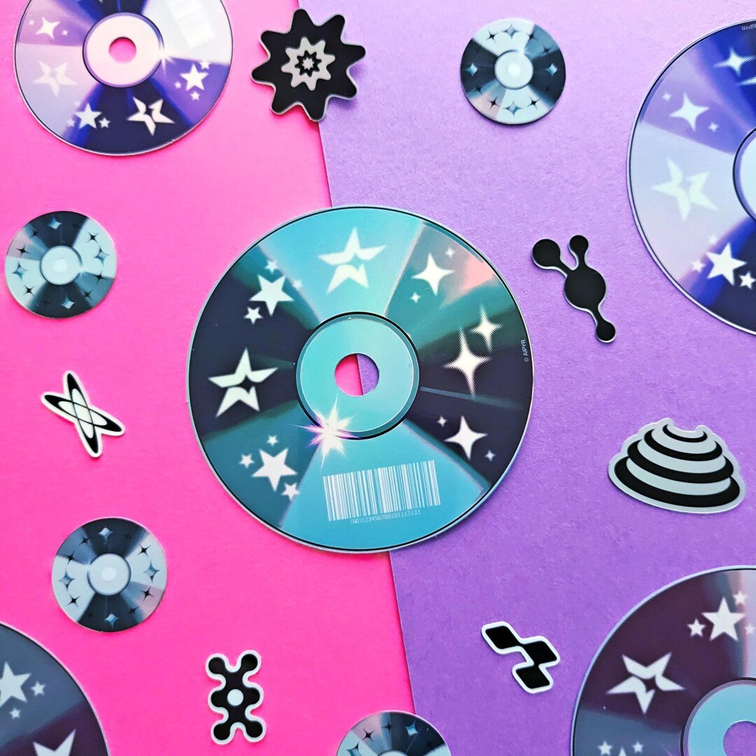 Blue Y2K CD Sticker | 90s Retro Tech Art, Y2K Nostalgia, Mcbling Decal ...