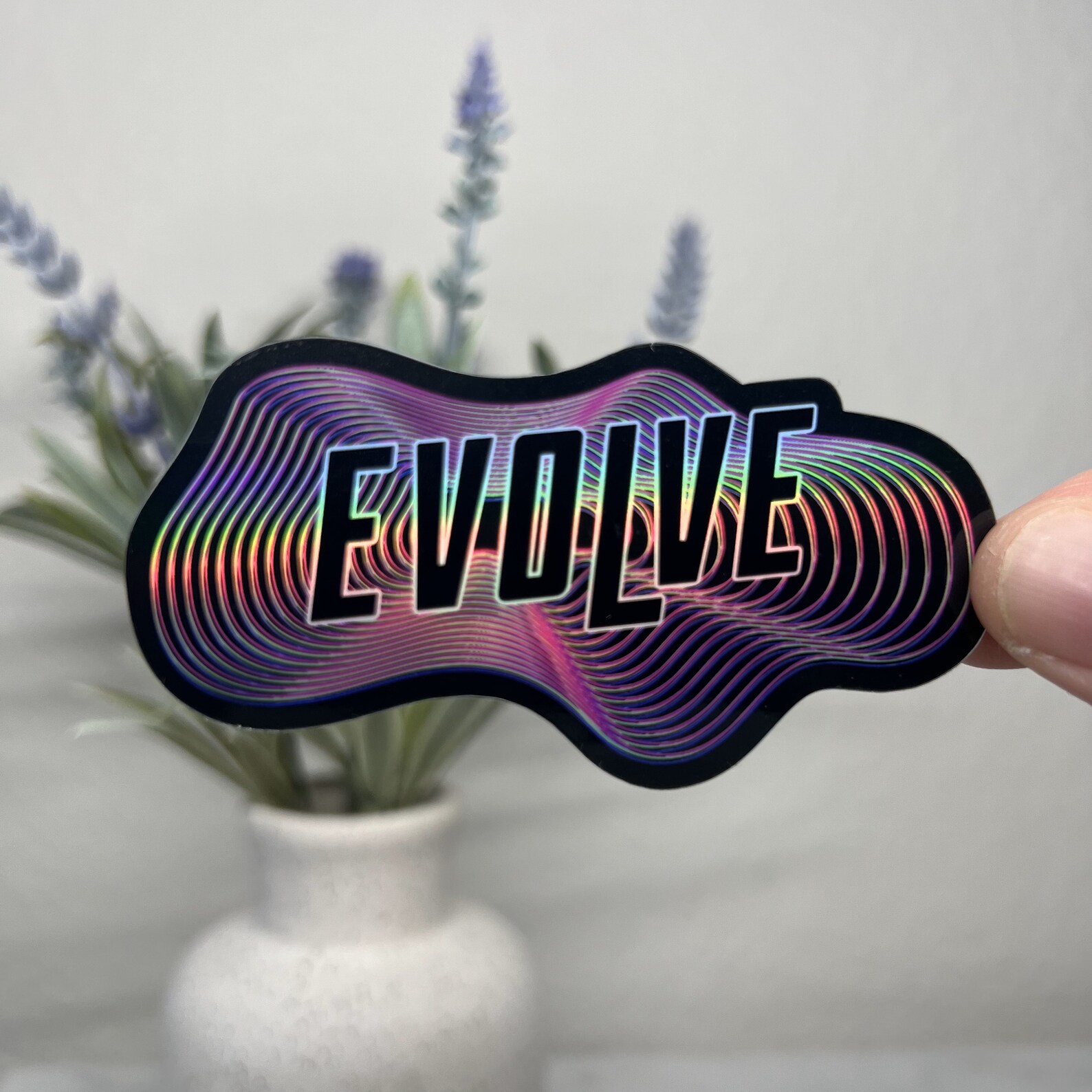 Holographic Evolve Sticker Vaporwave Aesthetic Synthwave Techno ...