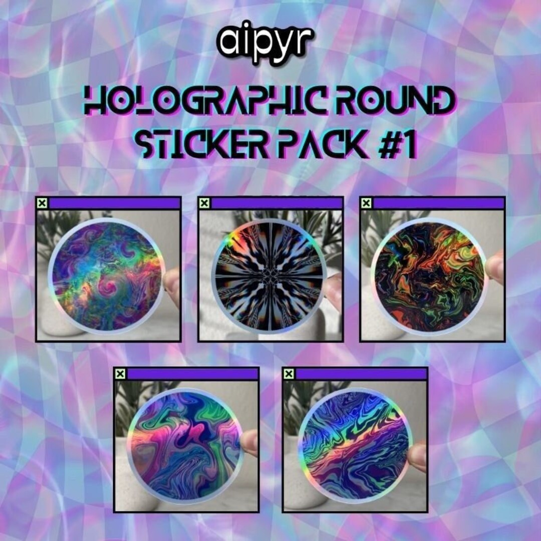 Holographic Trippy Round Sticker Pack 1 by Aipyr - Etsy