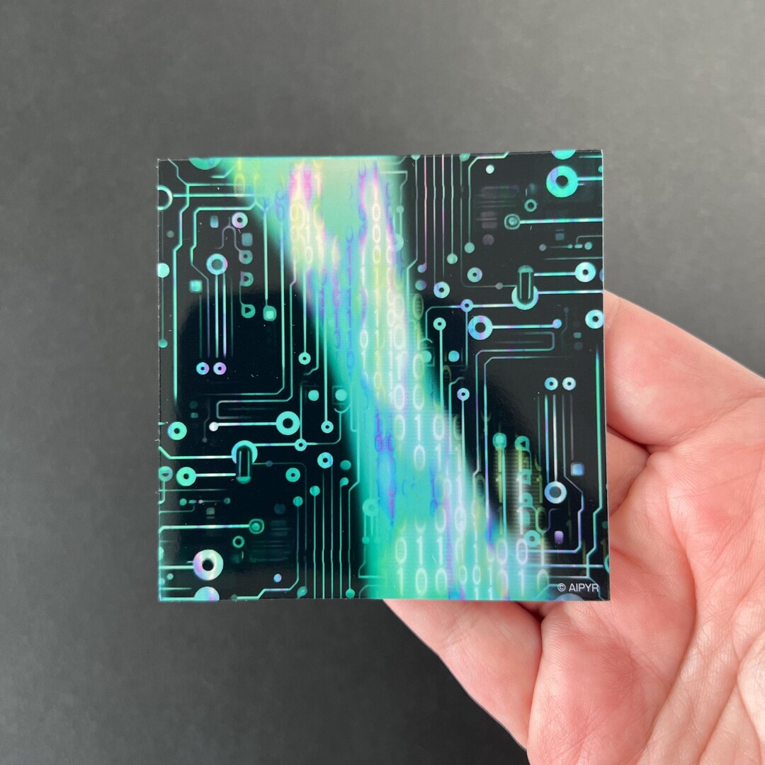 Blue Matrix Glitch Sticker Cyberpunk Aesthetic Sci Fi Sticker Circuits ...