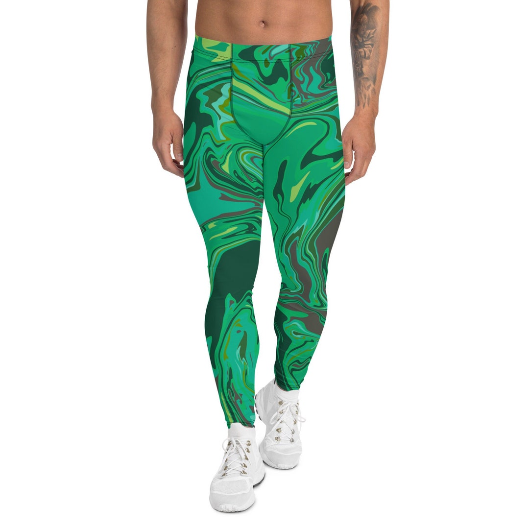 Men's Emerald Liquid Swirl Leggings Tights Rave - Etsy