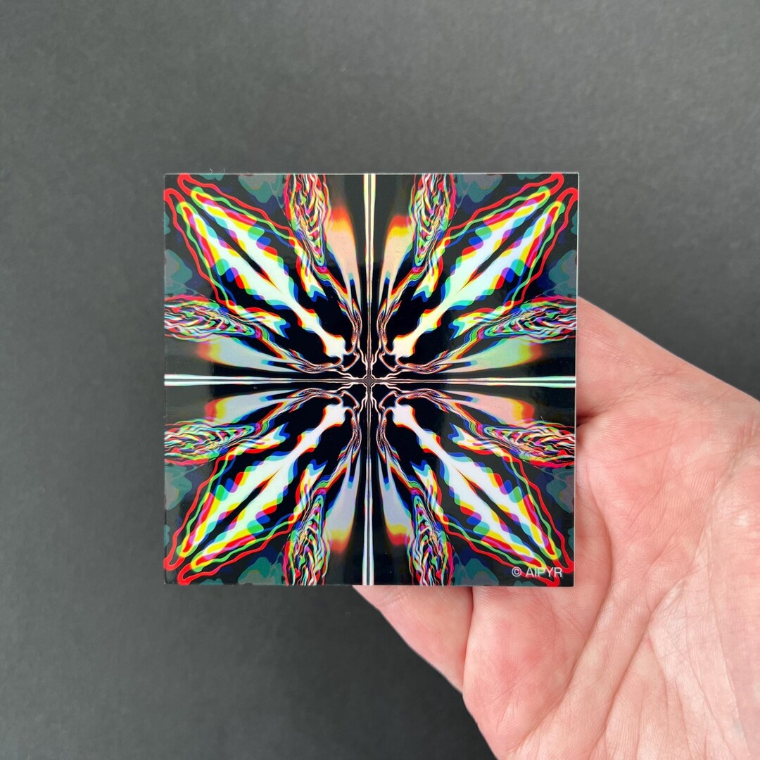Chromatic Glitch Sticker Trippy Acid Art Optical Illusion Sticker ...