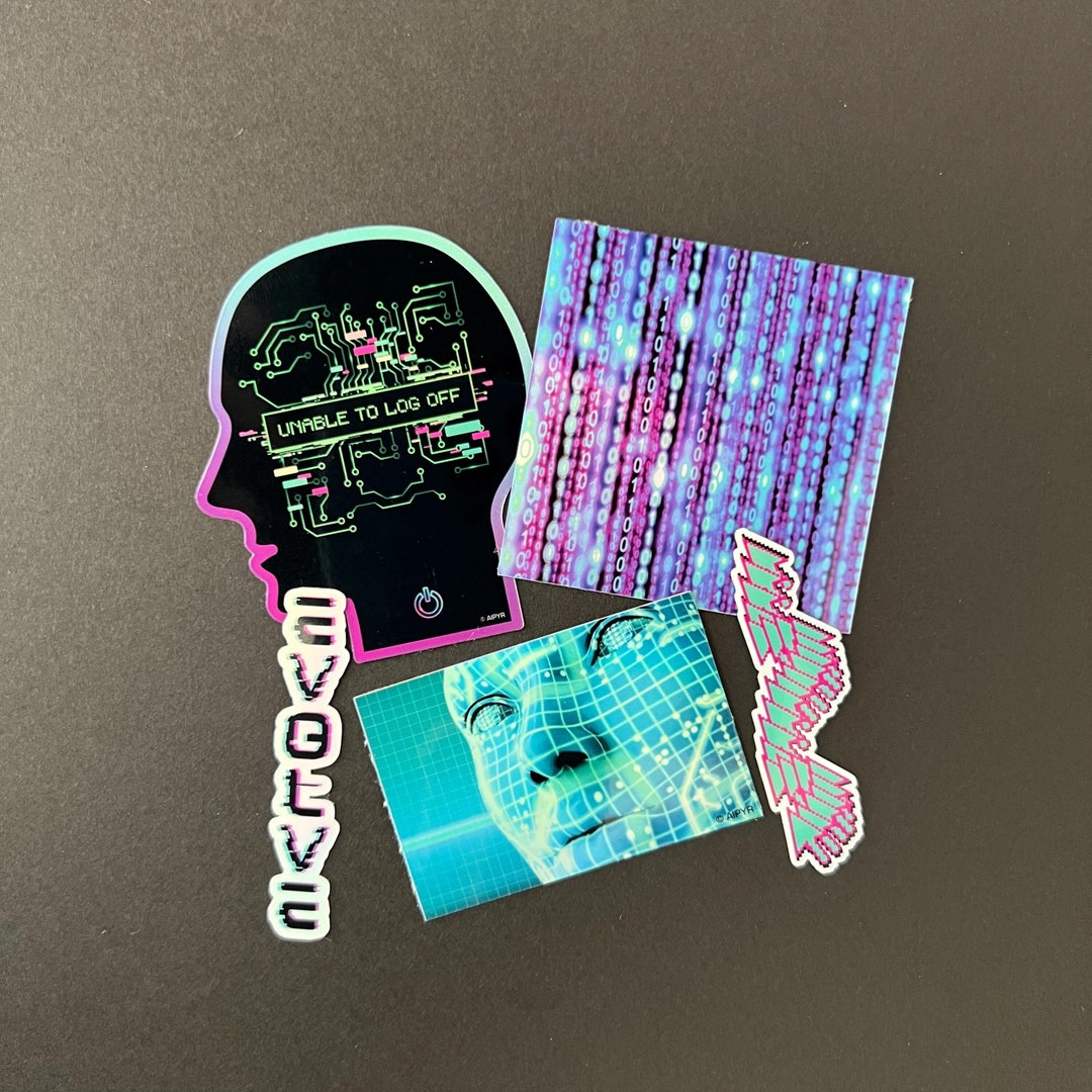 Cyber Glitch Mini Sticker Pack Cyberpunk Aesthetic Vaporwave Stickers ...