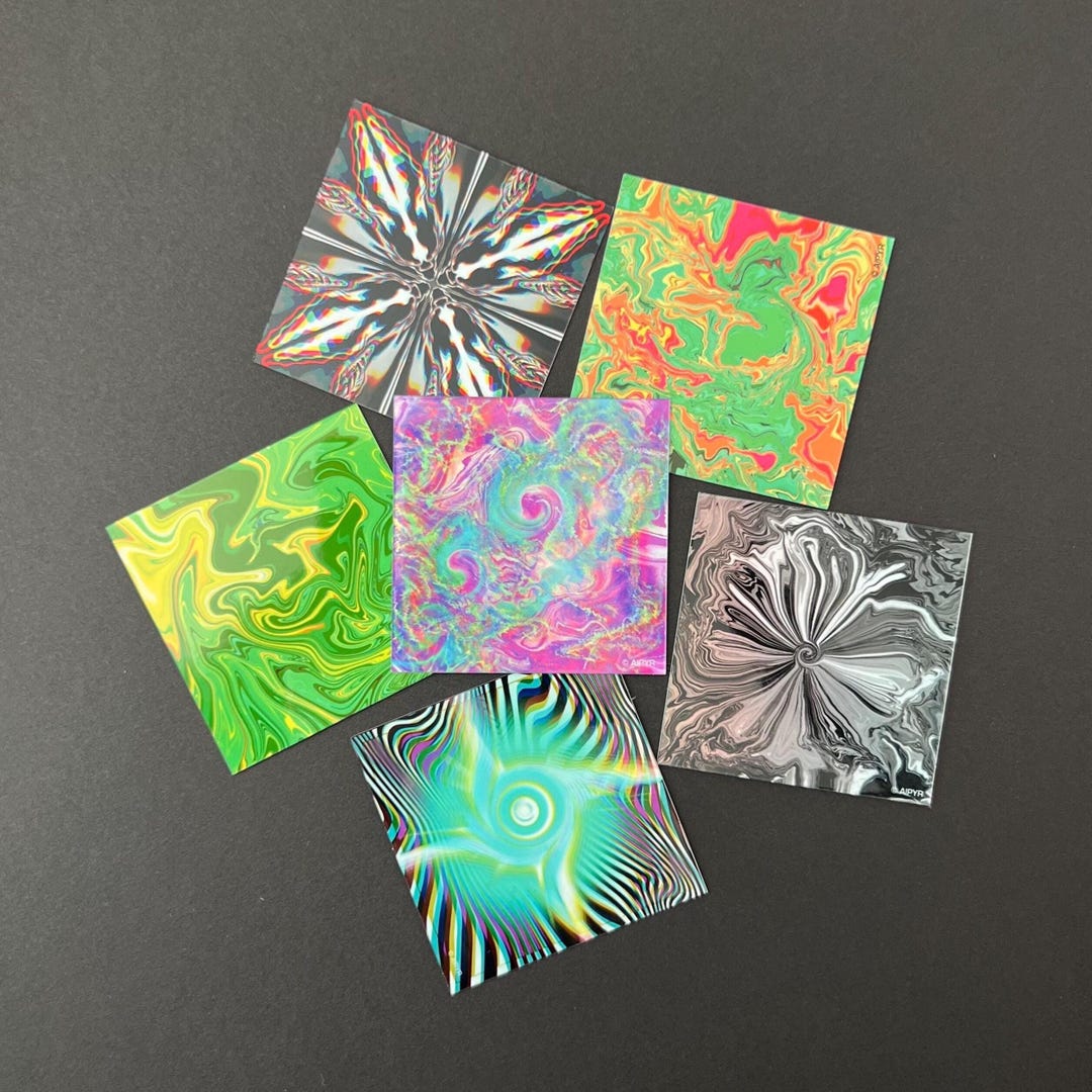 2 Inch Psychedelic Stickers Mini Sticker Pack Vibrant Acid Art Trippy ...