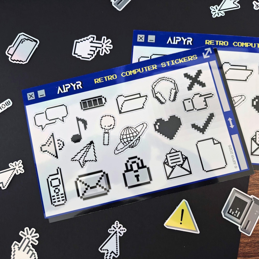 Retro Computer Sticker Sheet 2 - Y2K Stickers - Webcore - Y2K Pixel ...