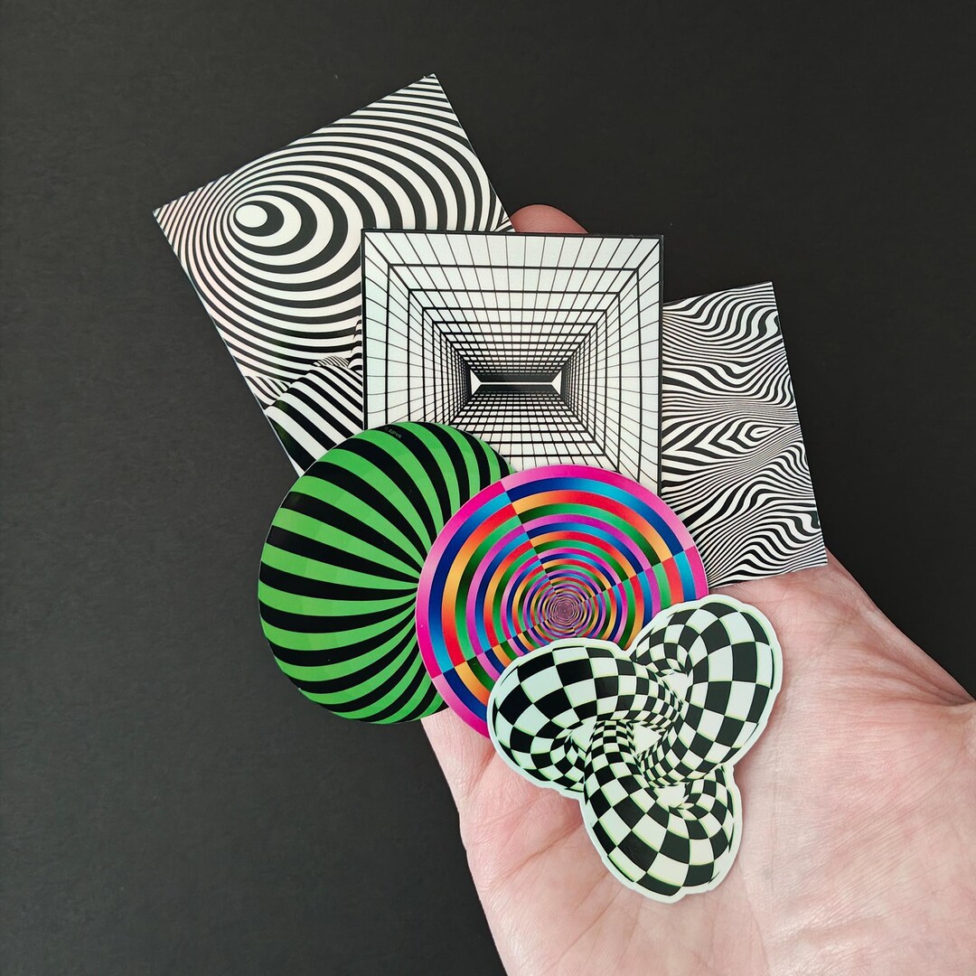 2 Inch Optical Illusion Stickers - Mini Sticker Pack - Trippy Stickers ...