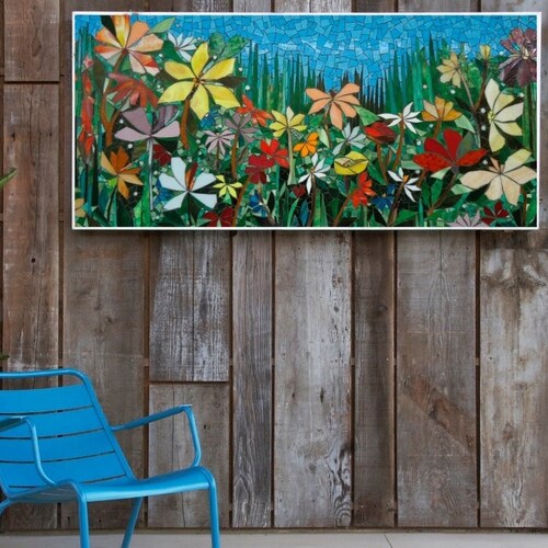 BLOOMING GARDEN FLORAL Mosaic Wall Panel Made to Order - Etsy