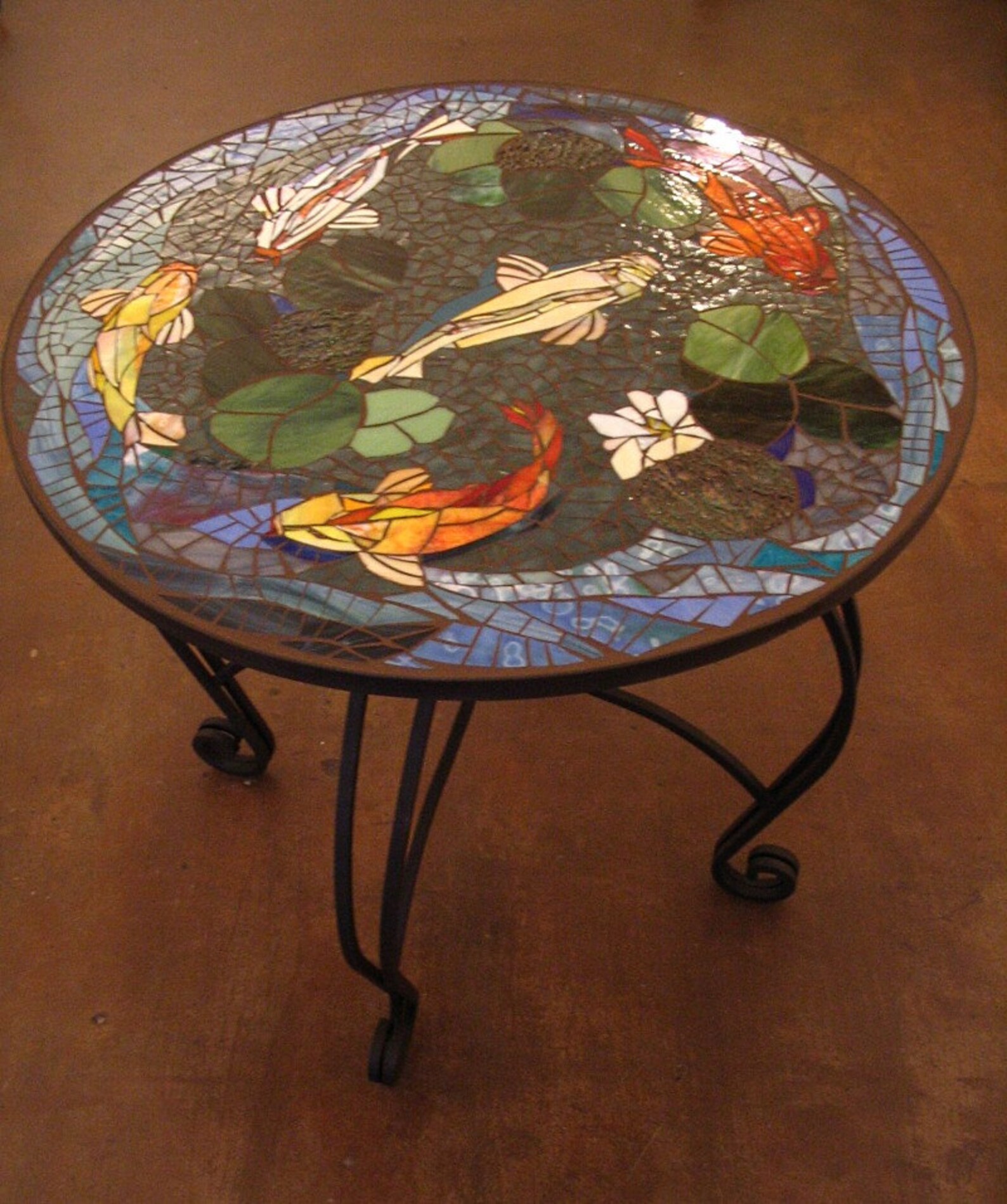 MOSAIC KOI TABLE Custom Order Tabletop 30 End Table - Etsy