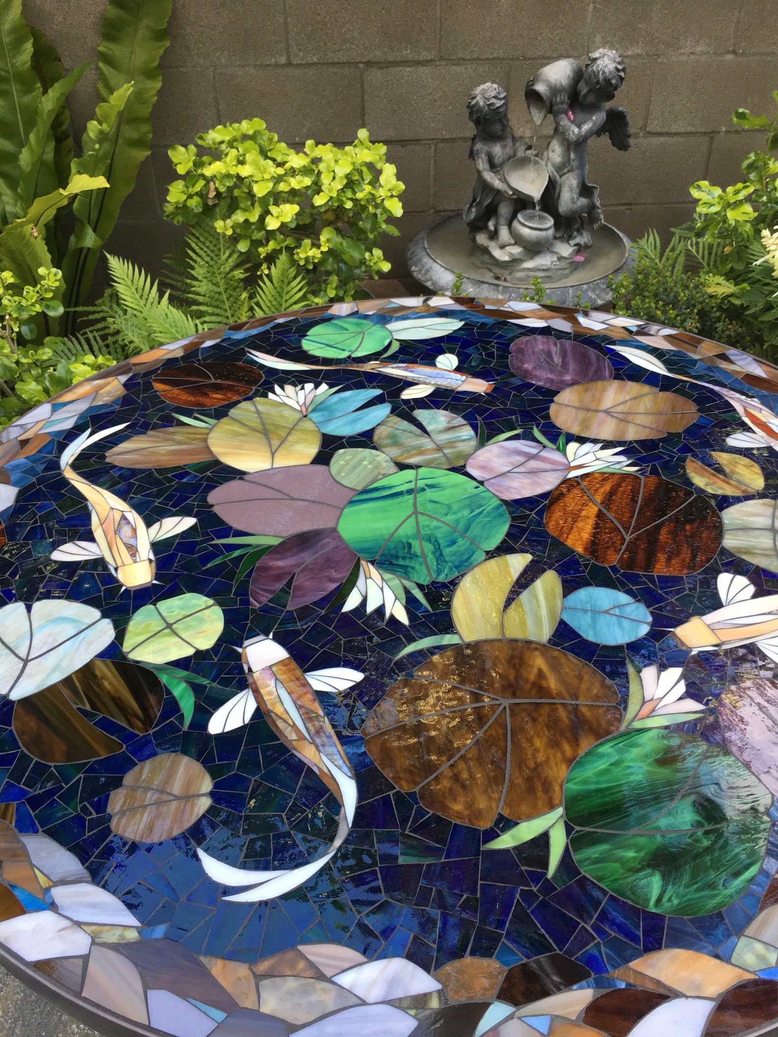 MOSAIC KOI TABLE Custom Order Tabletop 30 End Table - Etsy