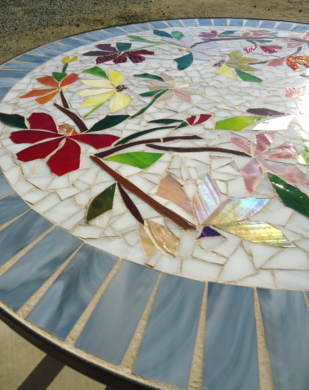 Floral Mosaic Table Top – Custom Stained Glass Design - Etsy