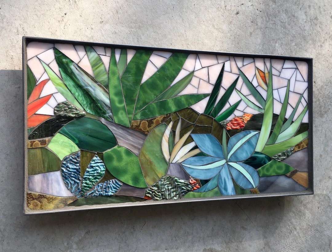 MADE TO ORDER Succulent Mosaic Wall Art indoor / Outdoor Art handmade ...