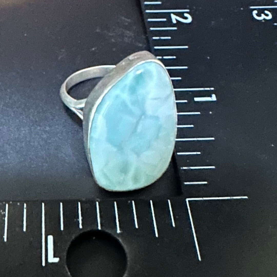 50% OFF! Vintage Blue Larimar Gemstone Sterling Silver Ring, Size 8 1/2 ...