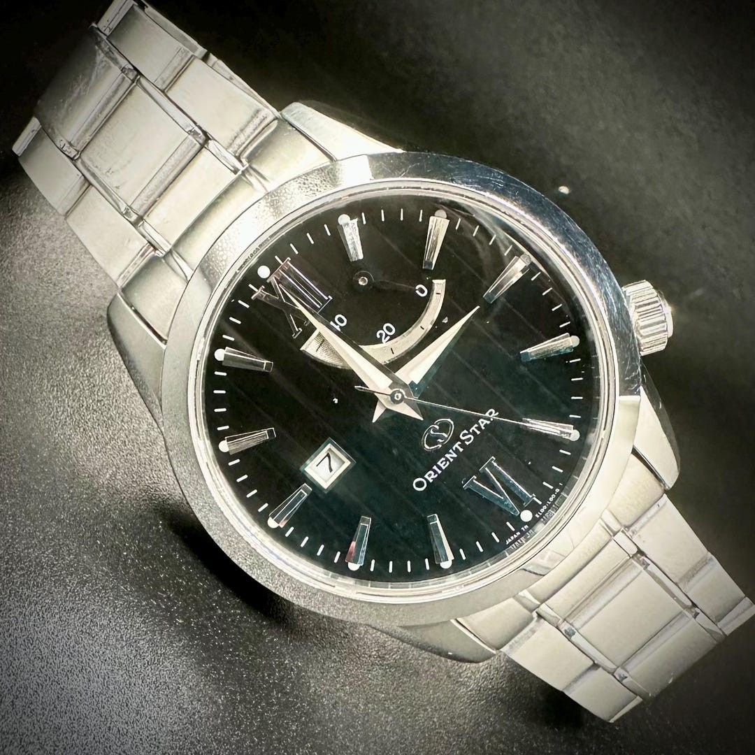 50% Off! Orient Star Power Reserve Ref. ELOO-CO-B Black Dial Steel ...