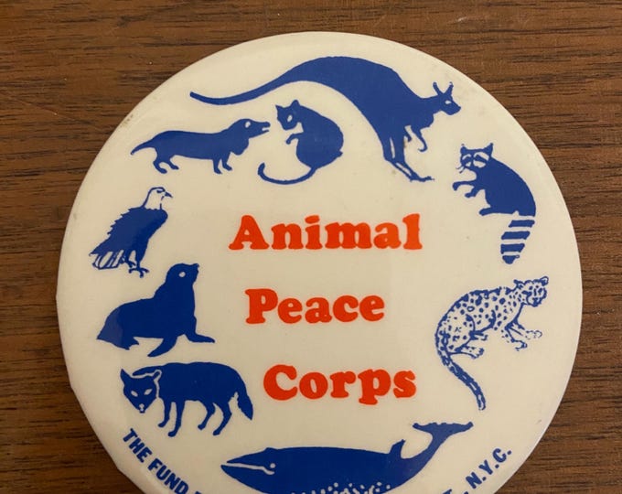 Vintage Collectible Pin Button: Animal Peace Corps - Etsy
