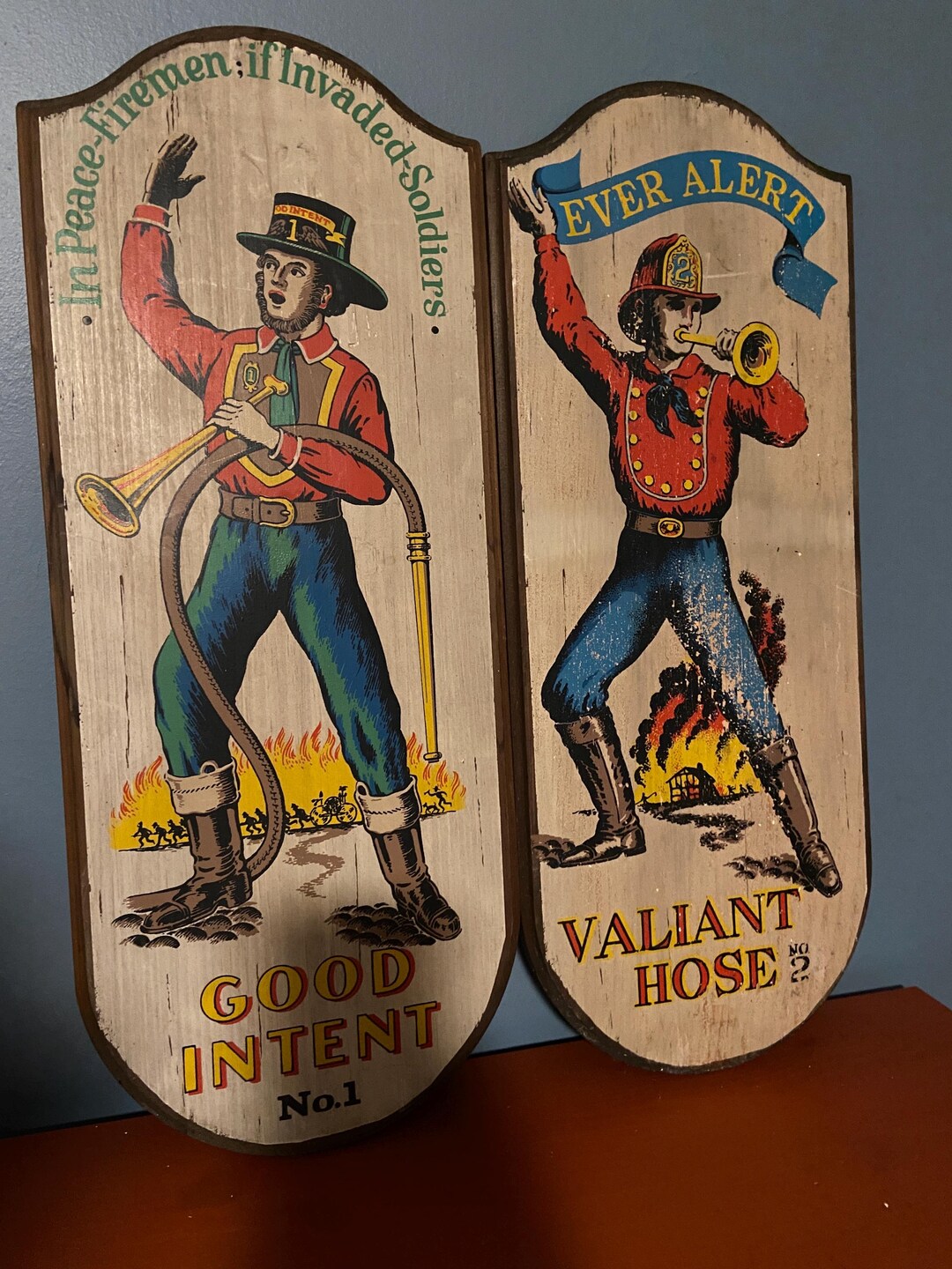 Vintage Wooden Fireman Sign Yorkraft Inc Pennsylvania Dutch; 2 ...