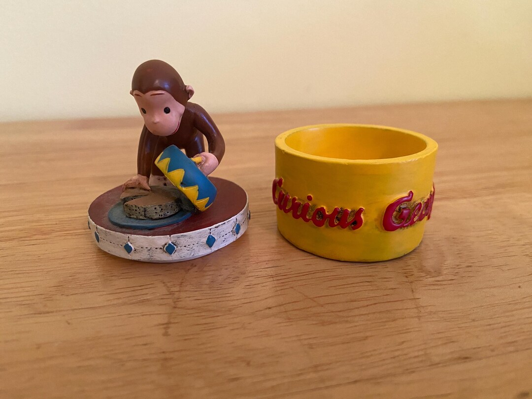 Curious George Trinket Box With Lid George & Ball Figurine Monkey ...
