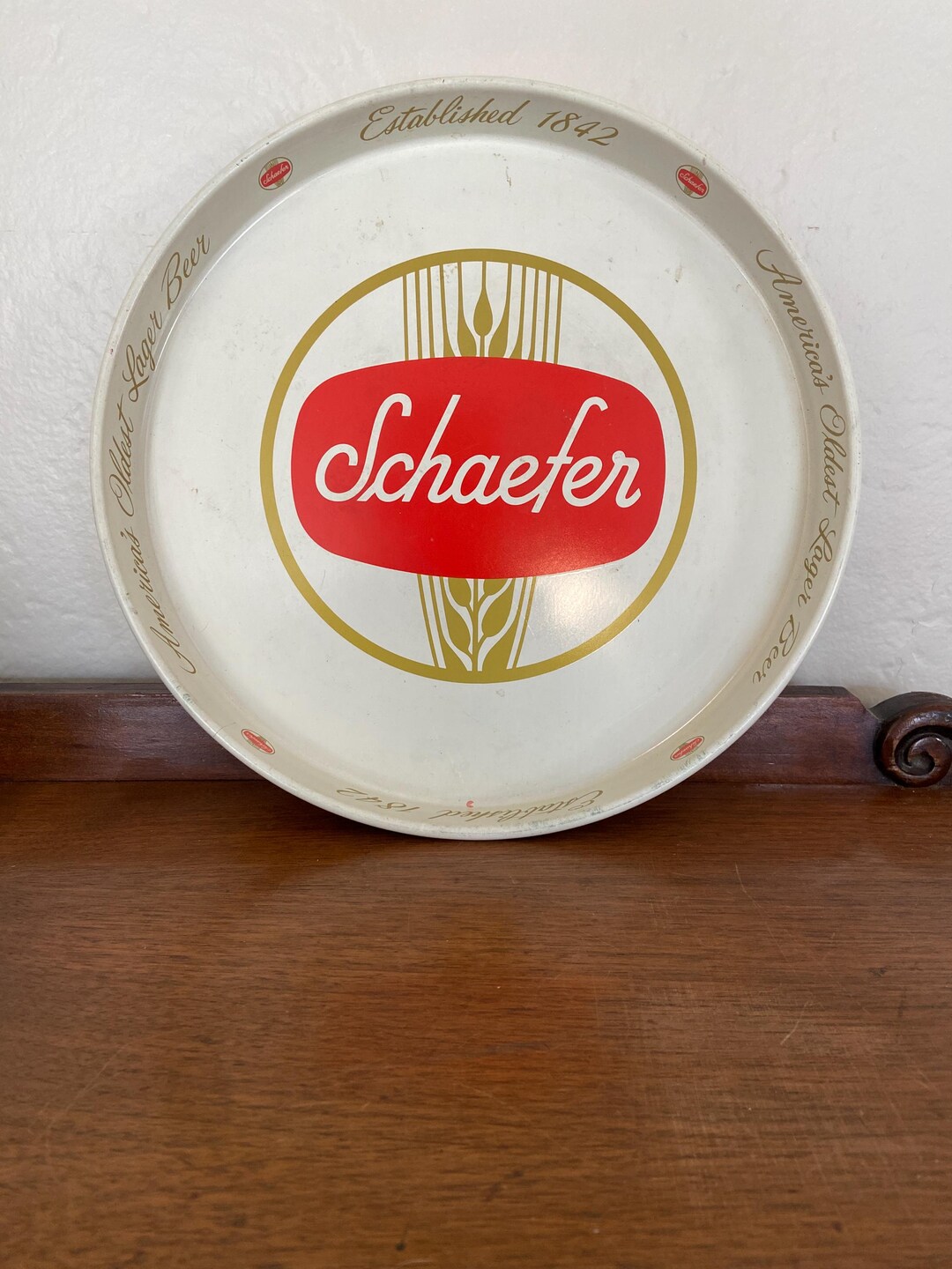 Vintage Metal Schafer Beer Tray; White; America's Oldest Lager Beer - Etsy