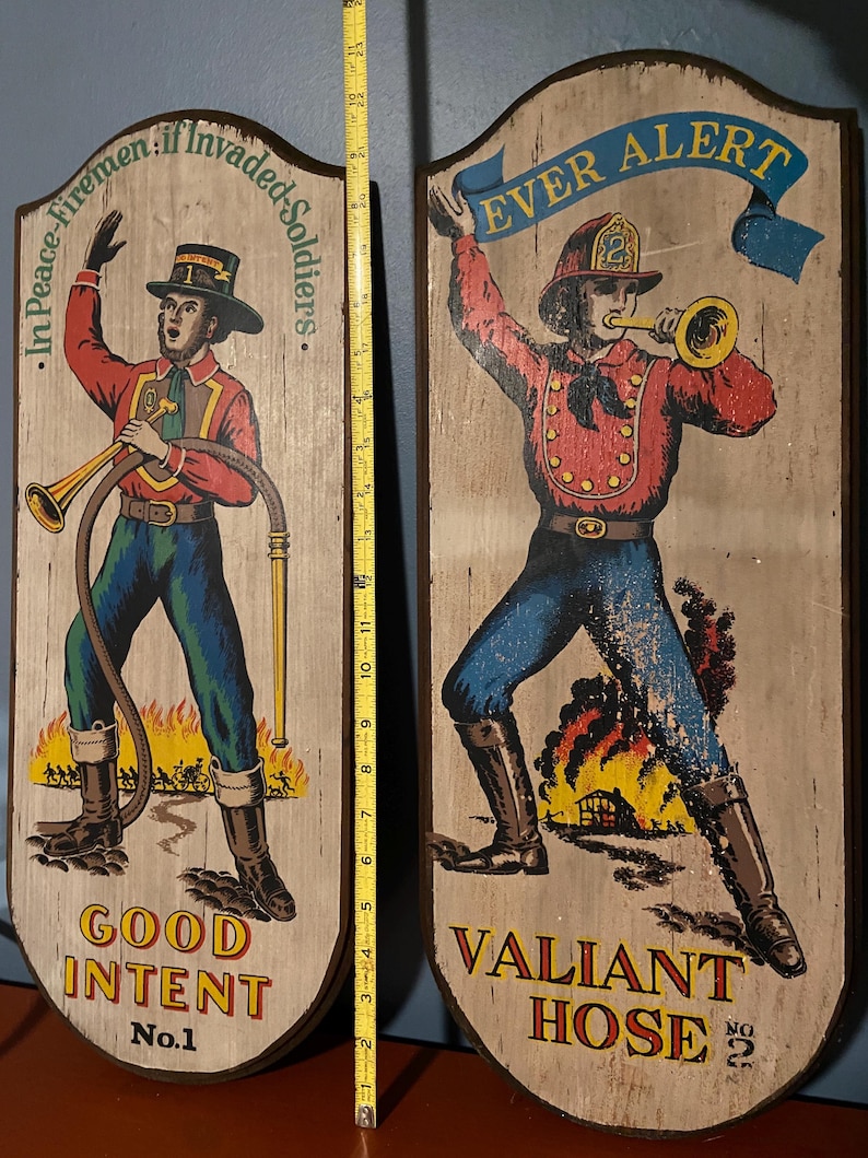 Vintage Wooden Fireman Sign Yorkraft Inc Pennsylvania Dutch; 2 ...