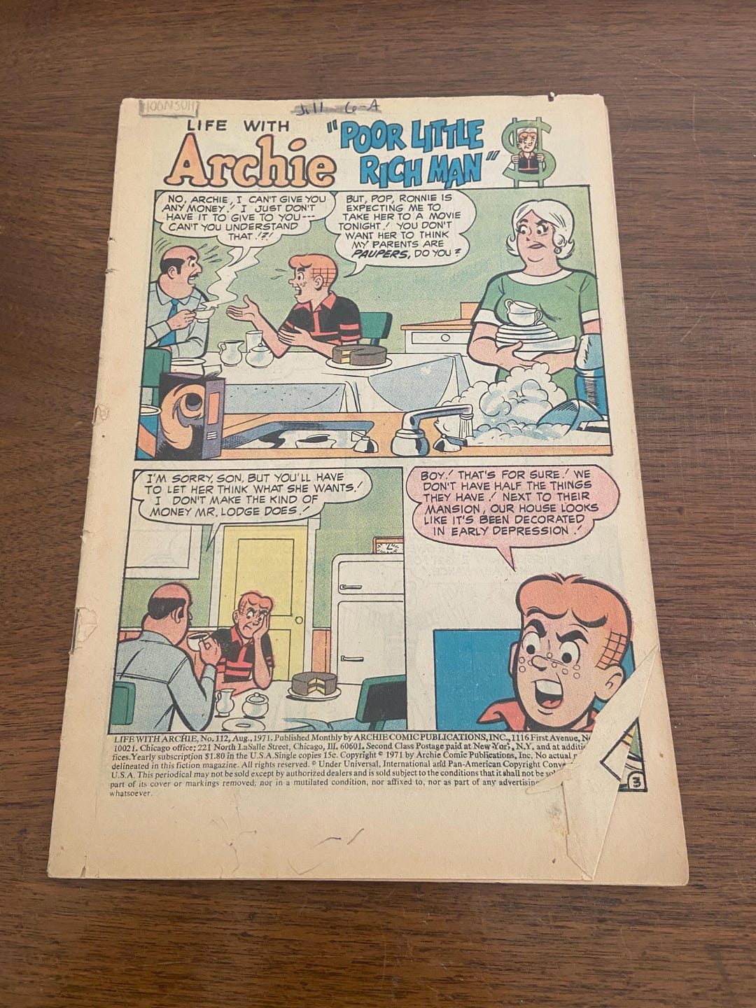 Vintage Collectible Comic Books; Life With Archie, No. 112, Aug 1971 ...