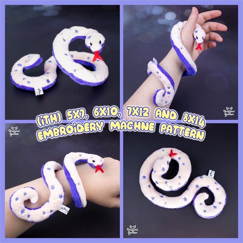 ITH Galaxy Snake Plush Embroidery Pattern | Adorable Snake Diy Starry ...