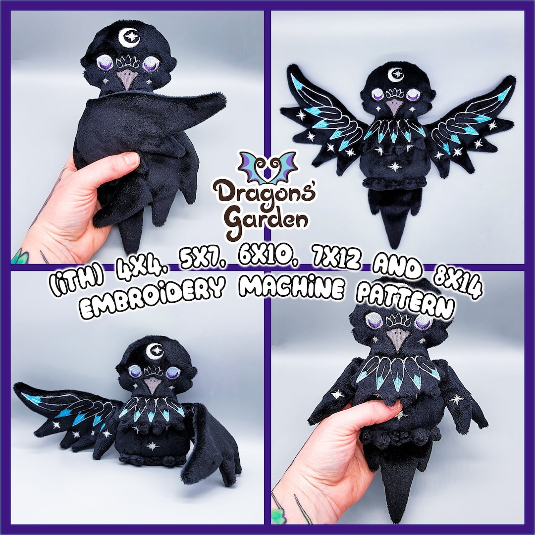 ITH Moonlight Raven Plush Embroidery Pattern | Adorable Raven Black ...