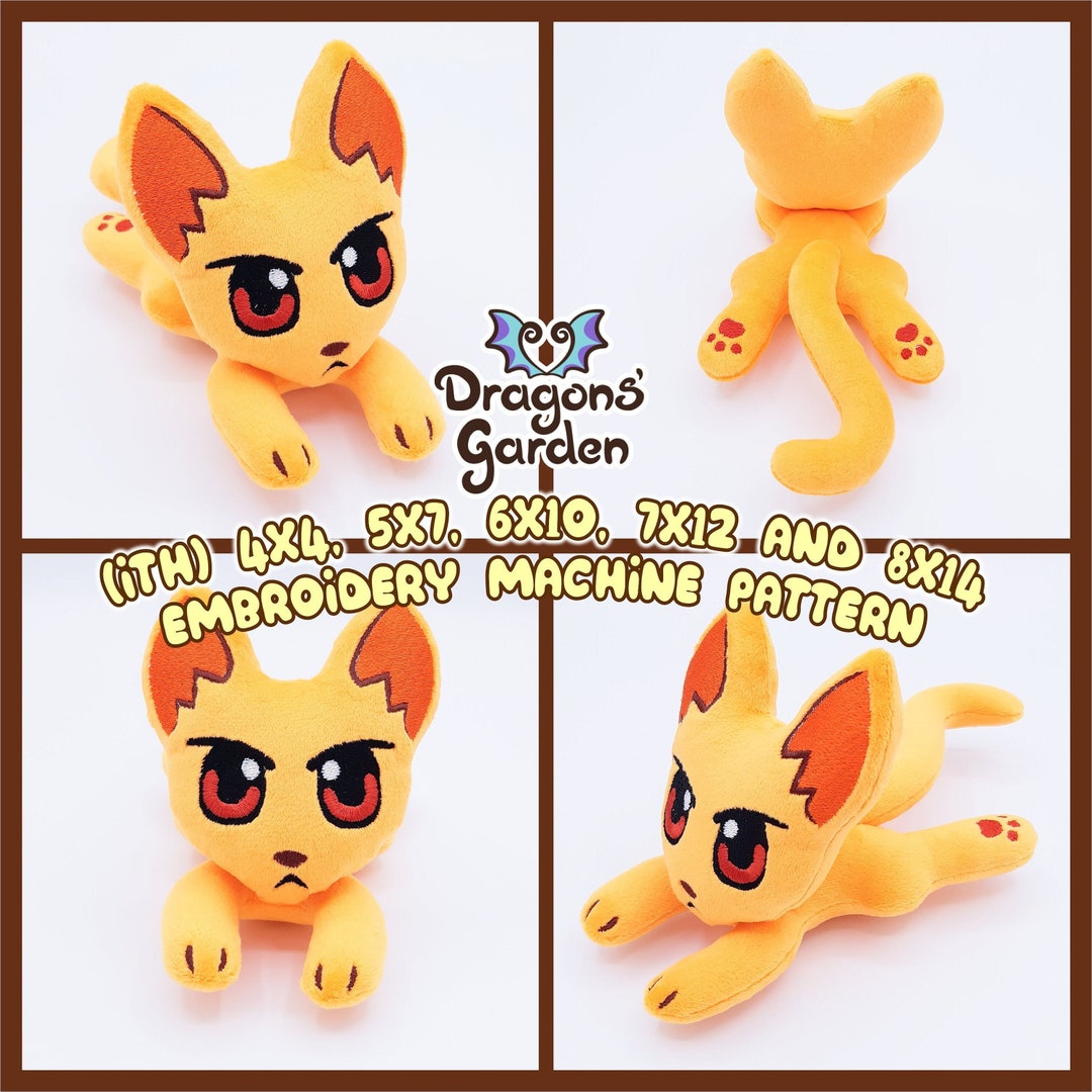 ITH Angry Cat Plush Embroidery Pattern | Adorable Mad Kitty Softie ...