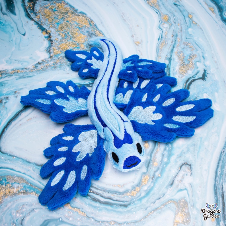 ITH Blue Dragon Sea Slug Plush Embroidery Pattern | Adorable Blue ...
