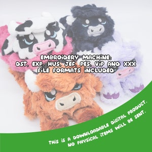 ITH Highland Cow Plushie Embroidery Pattern | Adorable Cattle Calf ...