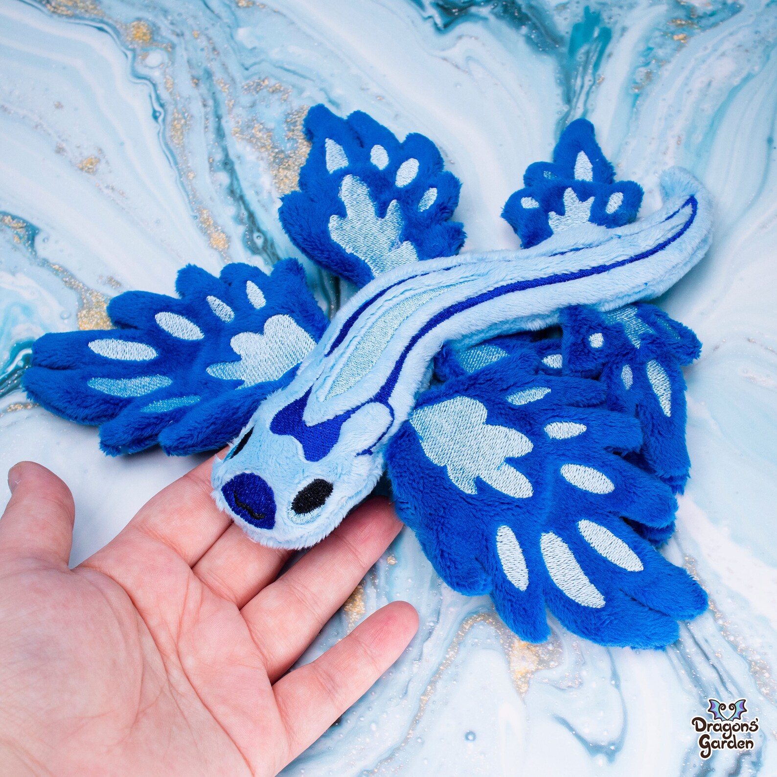 ITH Blue Dragon Sea Slug Plush Embroidery Pattern | Adorable Blue ...