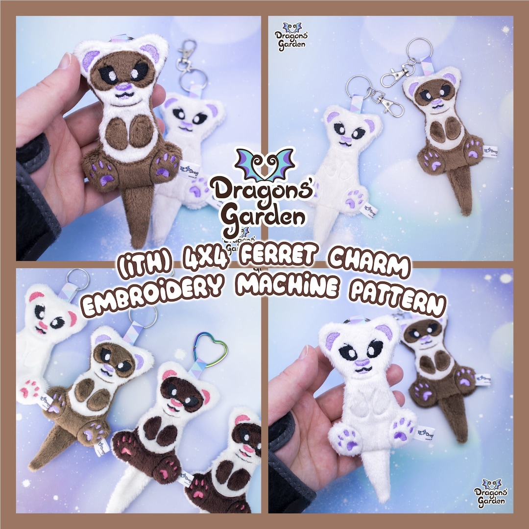 ITH Ferret Charm Pattern | Adorable Ferret Animal Embroidery Cute ...