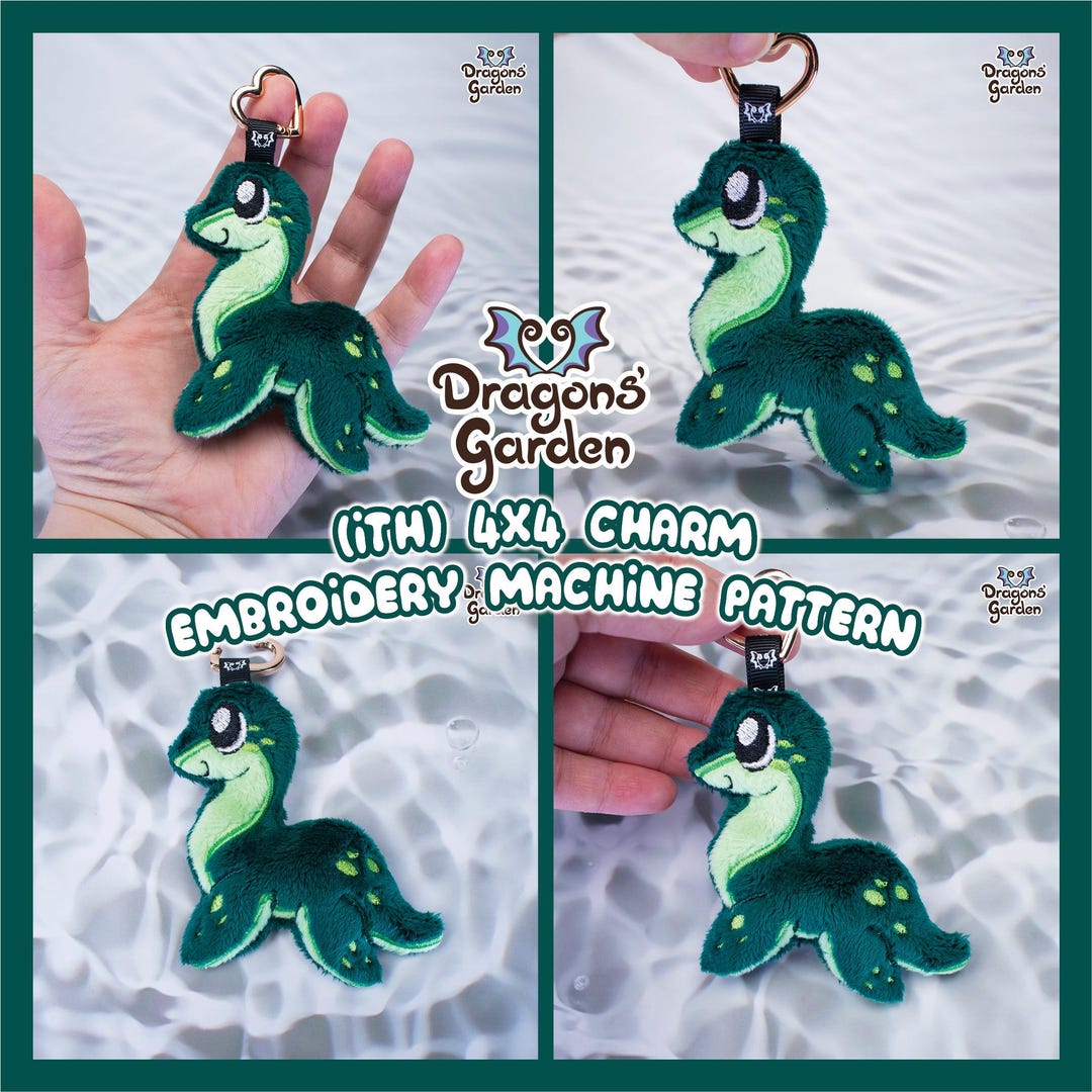 ITH Nessie Dino Charm | 4x4 in the Hoop Embroidery Machine Pattern ...