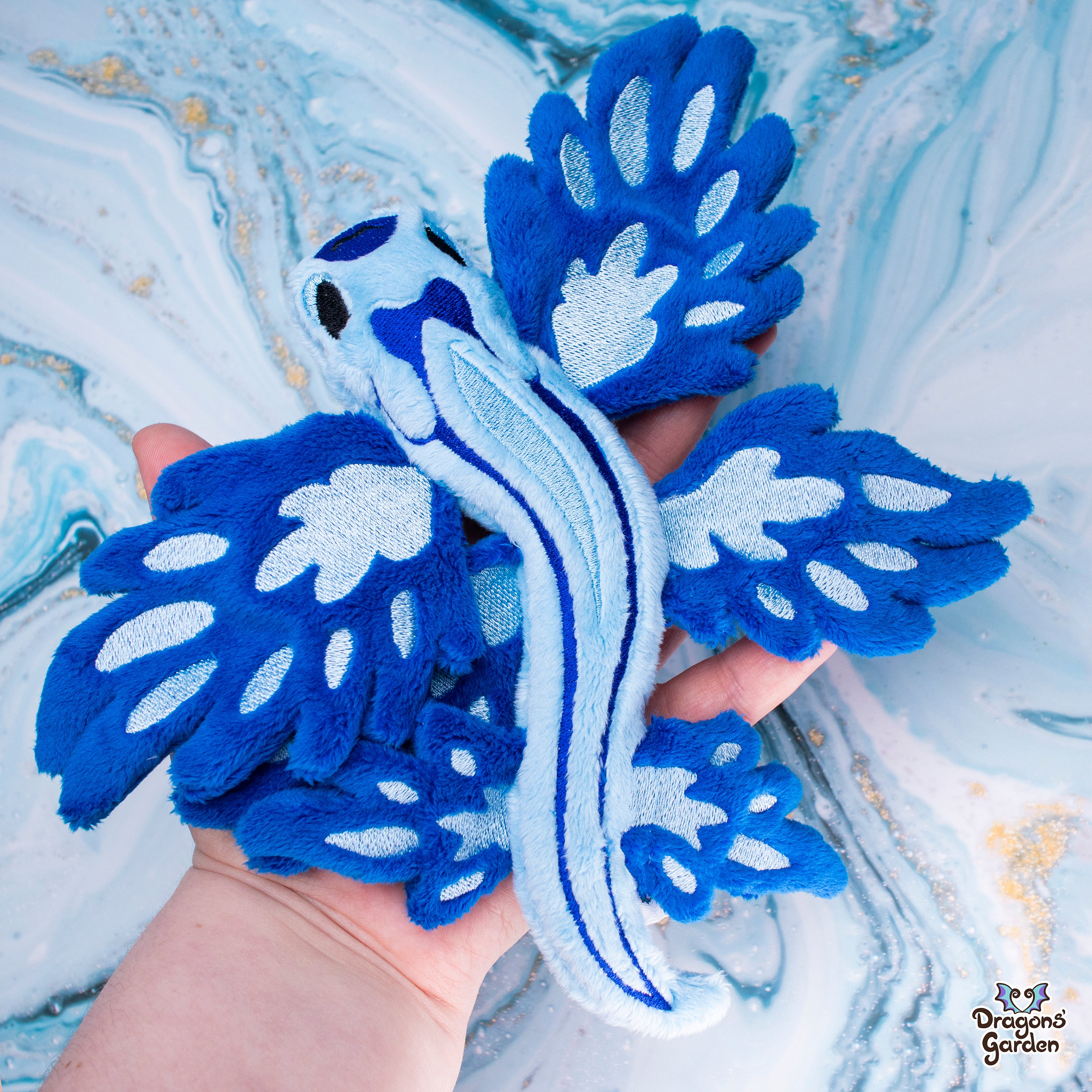 ITH Blue Dragon Sea Slug Plush Embroidery Pattern | Adorable Blue ...