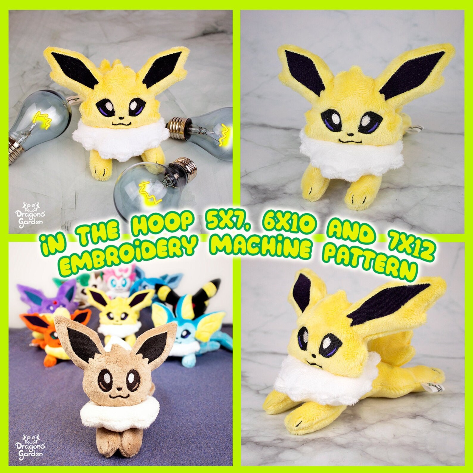 ITH Jolteon eevelution In The Hoop Pokemon Embroidery | Etsy